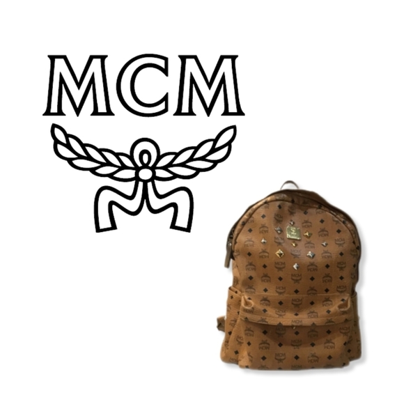 MCM | Bags | Mcm Cognac Brown Visetos Stark Leather Backpack | Poshmark